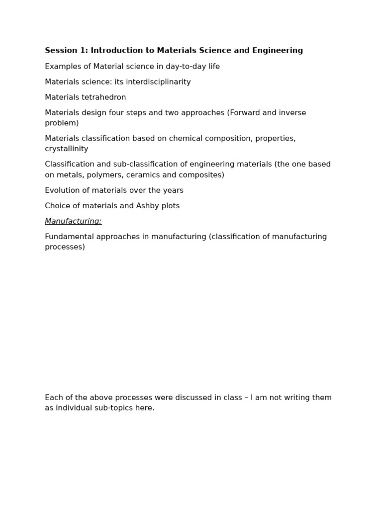 Topics and Sub-Topics in MSE - Sessions 1 To 5 | PDF