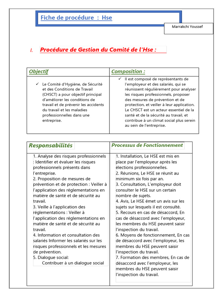 Fiche de Procedure HSE | PDF