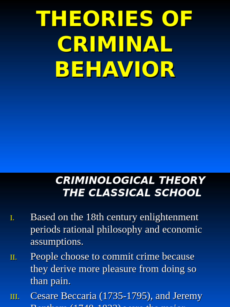 Theories of Criminal Behavior | PDF