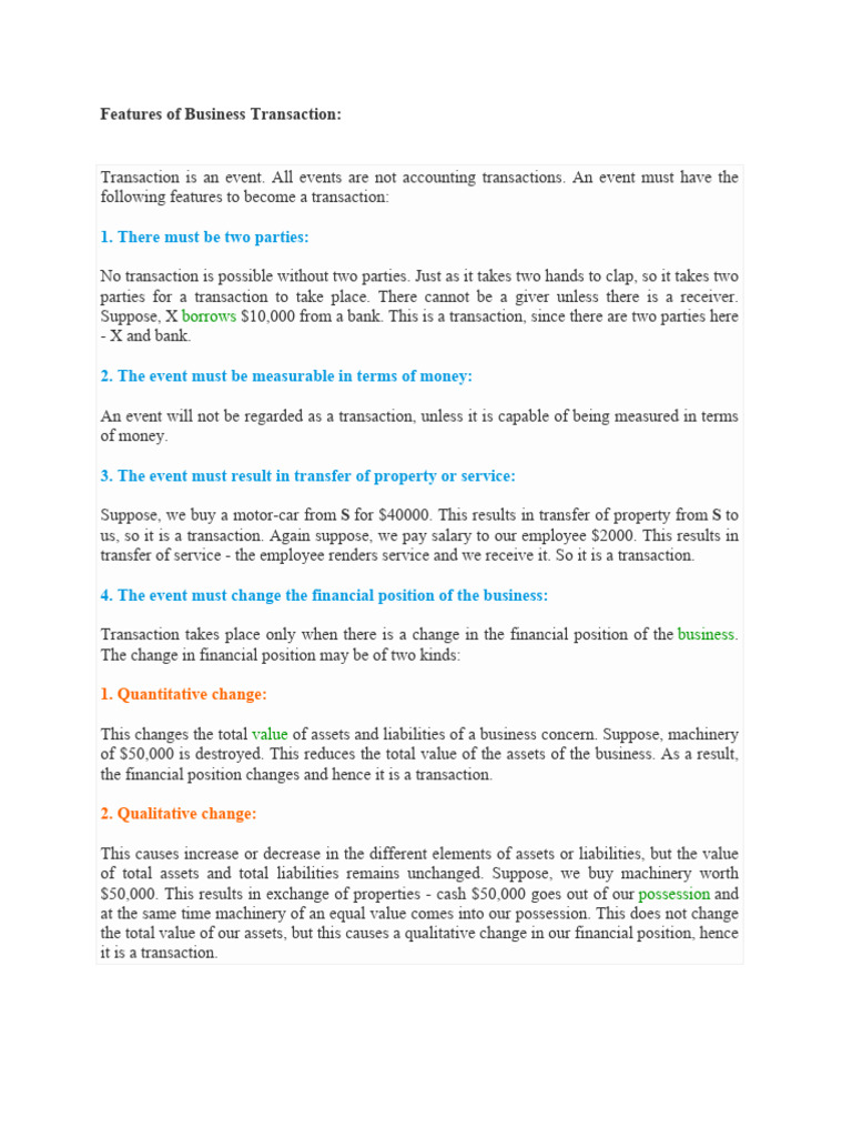 Acc5 (Features of Business Transaction) | PDF