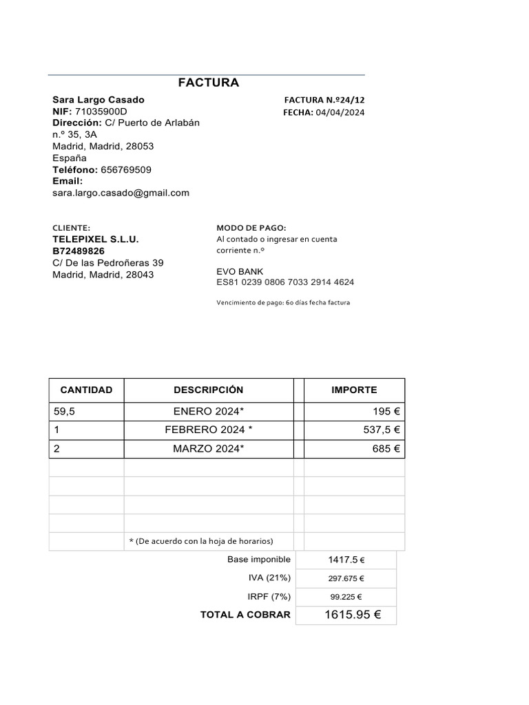 Factura Telepixel 1T | PDF