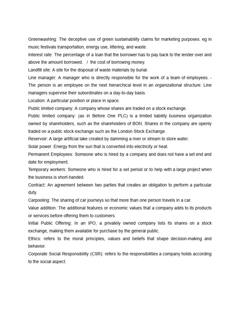 Business Paper 1 revision-BON PLC | PDF