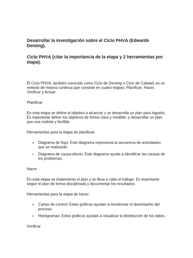 Ciclo PHVA | PDF