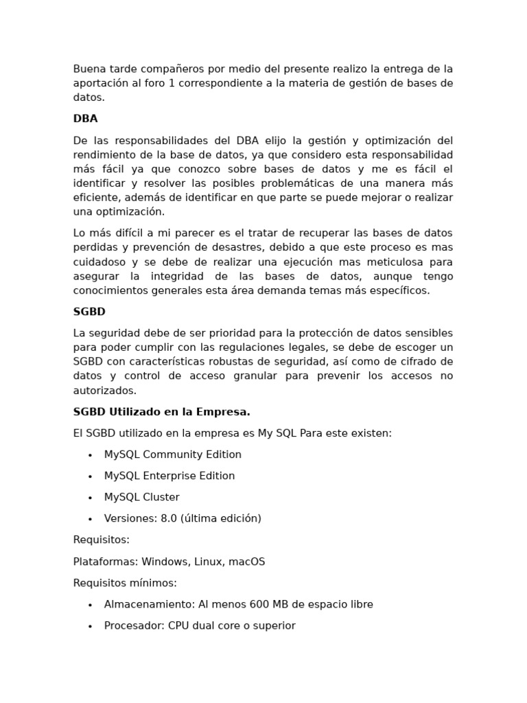 Gestión y Optimización de Bases de Datos | PDF | Mi sql | Bases de datos