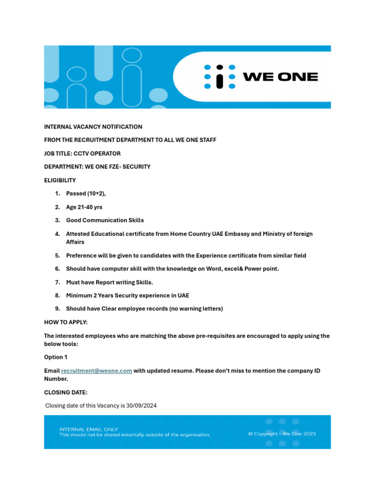 Vacancy CCTV Operator-1 | PDF