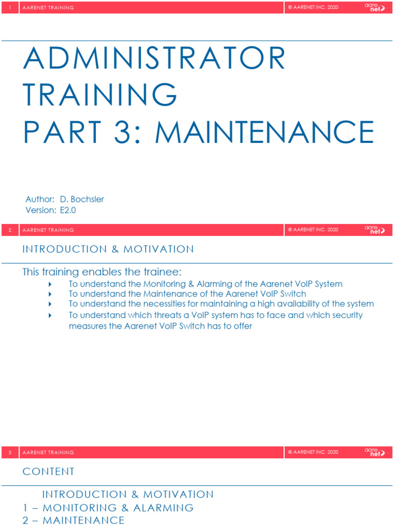Training Answitch v6 Mod503 Administrator Part 3 Maintenance E20 | PDF
