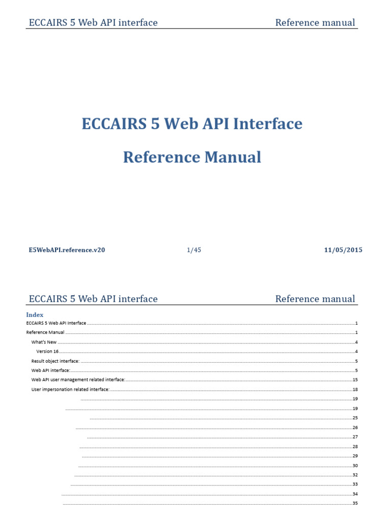 ECCAIRS 5 Web API Interface - Rev 20 | PDF