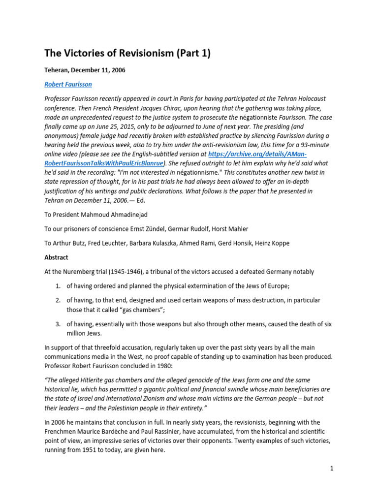 The Victories of Revisionism (Part 1) | PDF