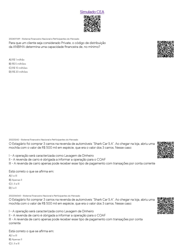 Simulado Geral CEA 6 | PDF