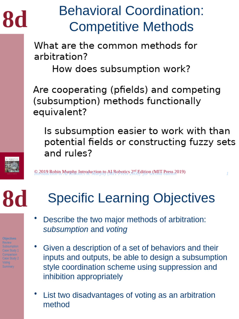 CH 8 D Behavior Coordination Subsumption | PDF