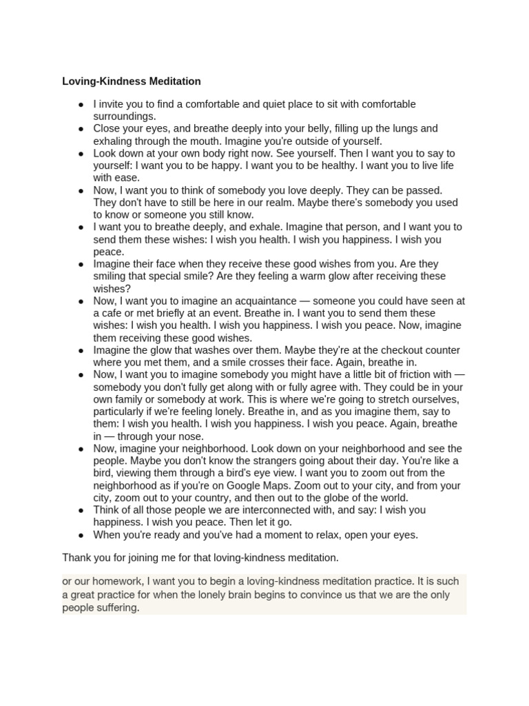 Loving kindness meditation | PDF