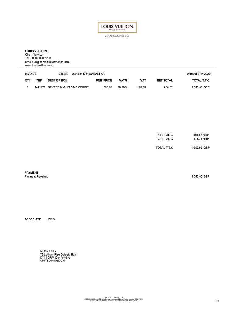 转发： Your Receipt From Louis Vuitton UK | PDF