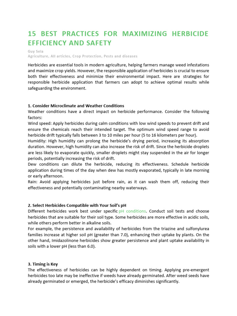 15 BEST PRACTICES FOR MAXIMIZING HERBICIDE EFFICIENCY AND SAFETY | PDF