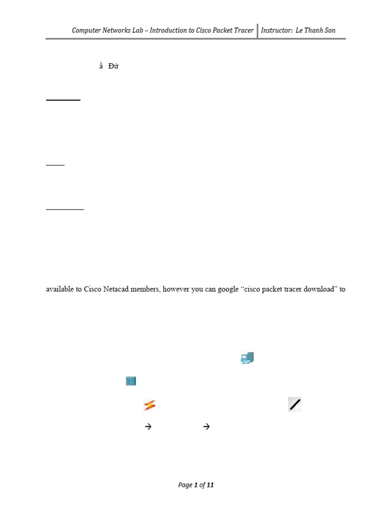 ITITWE21116_TranDucHuy_Packet tracer Lab1 - Intro | PDF