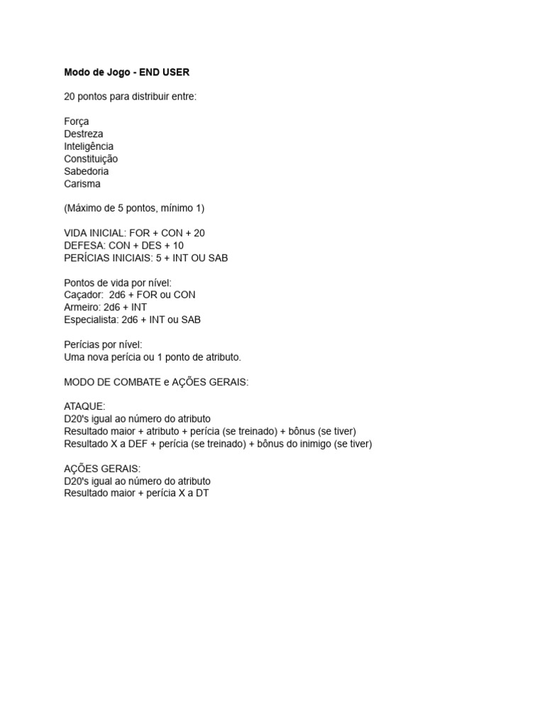 Modo de Jogo - End User | PDF