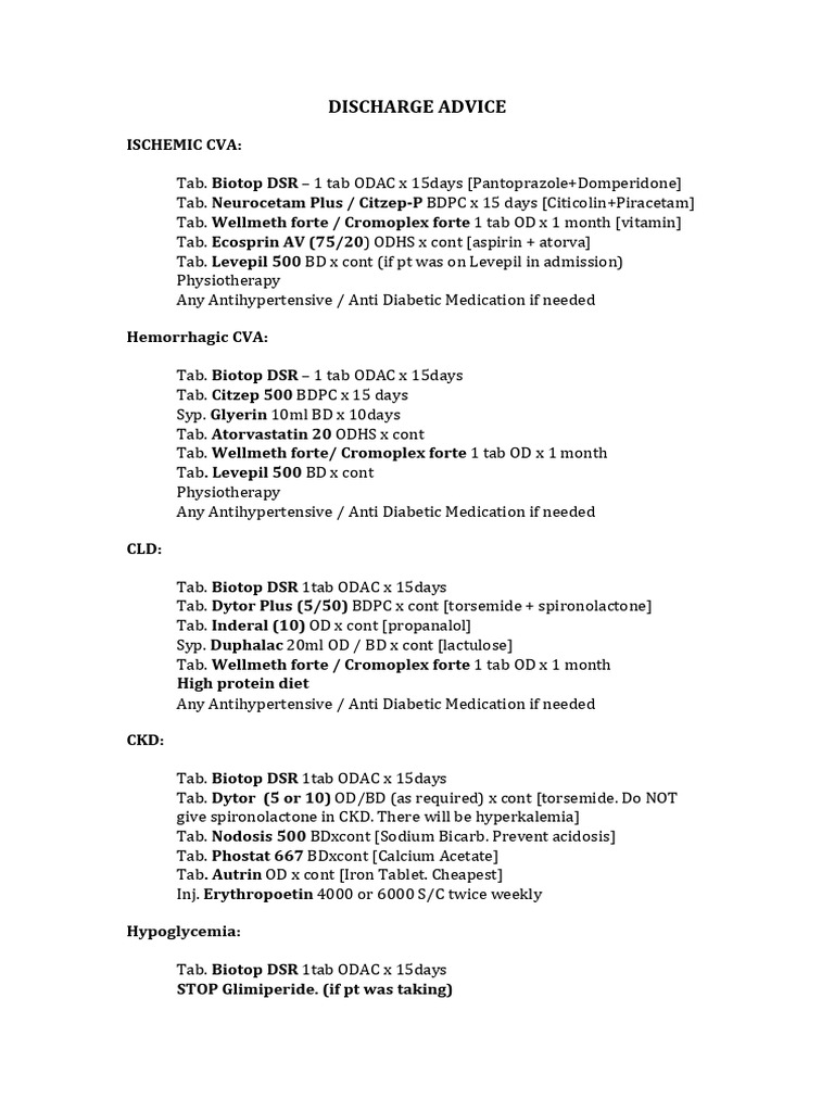 Discharge Advice | PDF