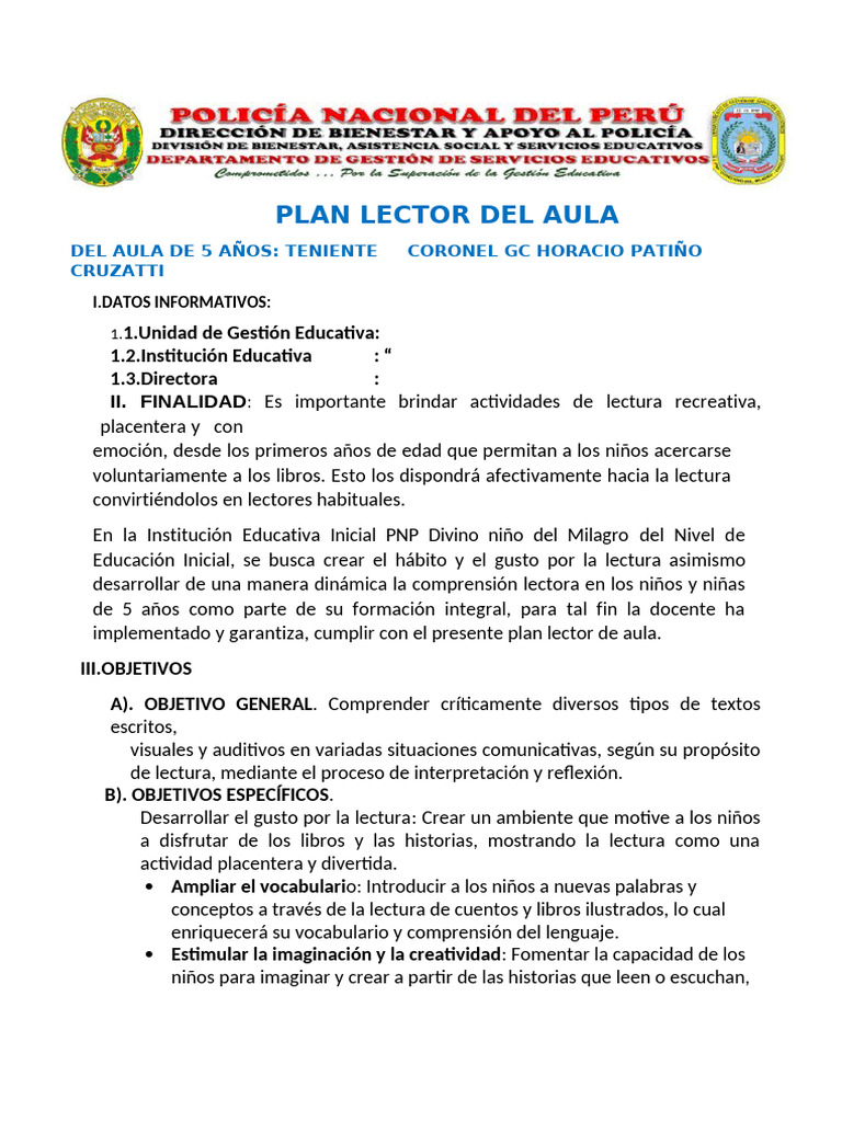 Plan Lector Presentación | PDF