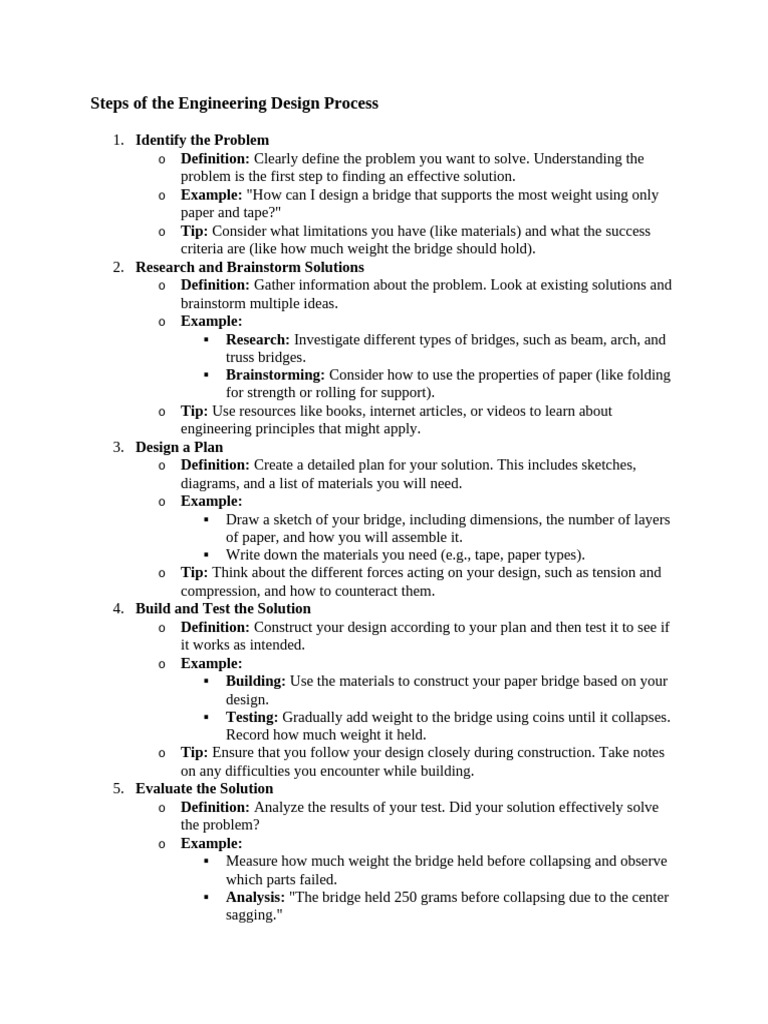 Steps of The Engineering Design Process | PDF
