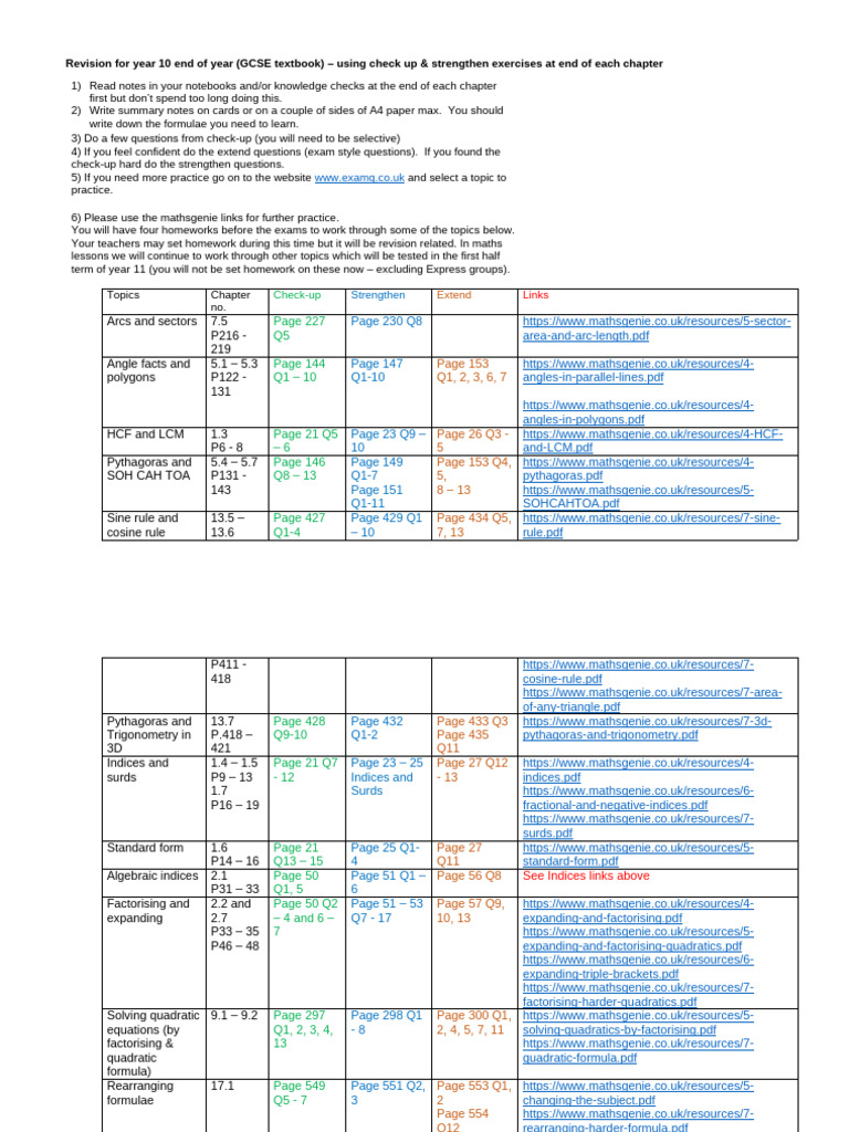 EOY 24 Revision Grid | PDF