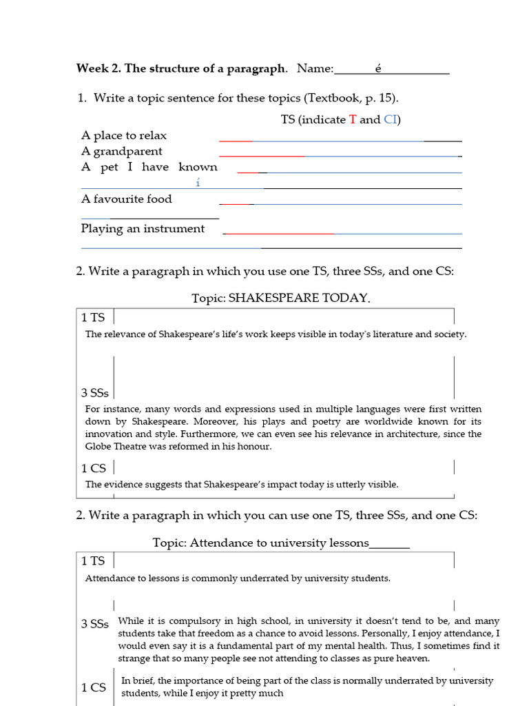 Week 2. The Structure of A Paragraph, PPA | PDF
