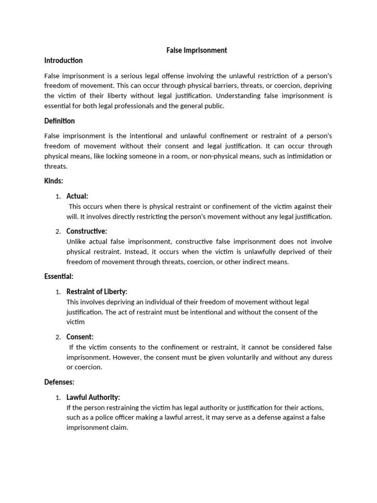 False Imprisonment | PDF | Law