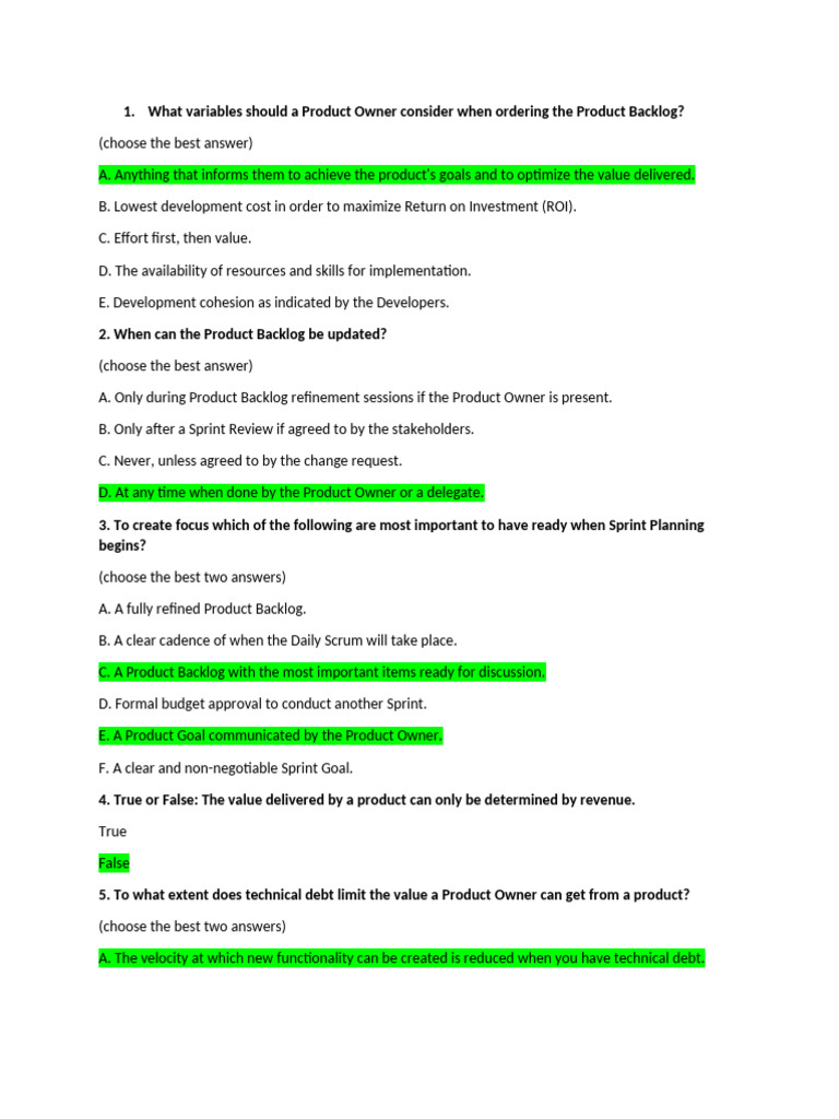 Pspo 1 questions | PDF