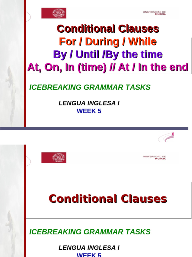 Week 5 Icebreaking Tasks - Conditional Sentences - Time Prepositions | PDF