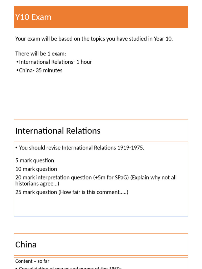 Y10 Exam Student Version 2024 | PDF