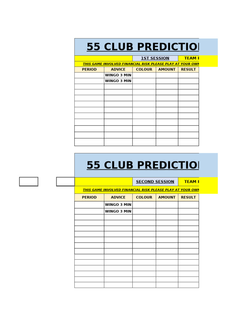 55 Prediction Sheet (1) | PDF