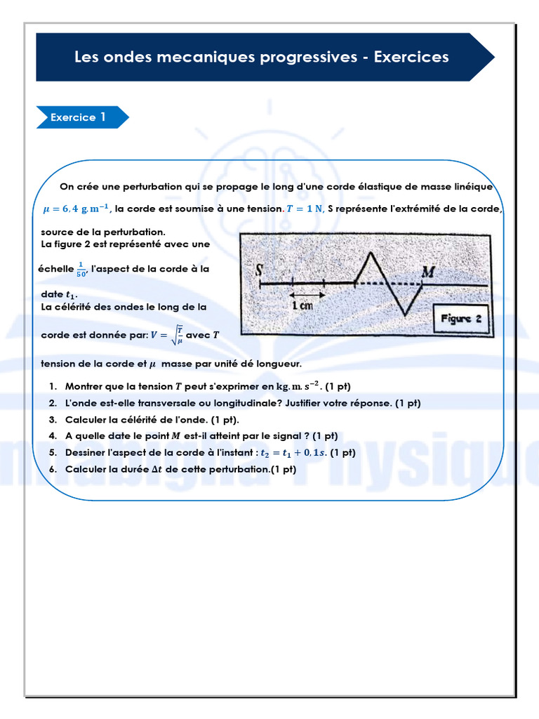 Les ondes progressives - Exercices_watermark | PDF