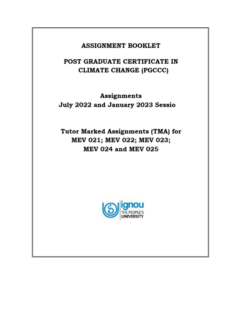 Assignment Booklet PGCCC - 2022-23 | PDF | Climate Change | Career & Growth
