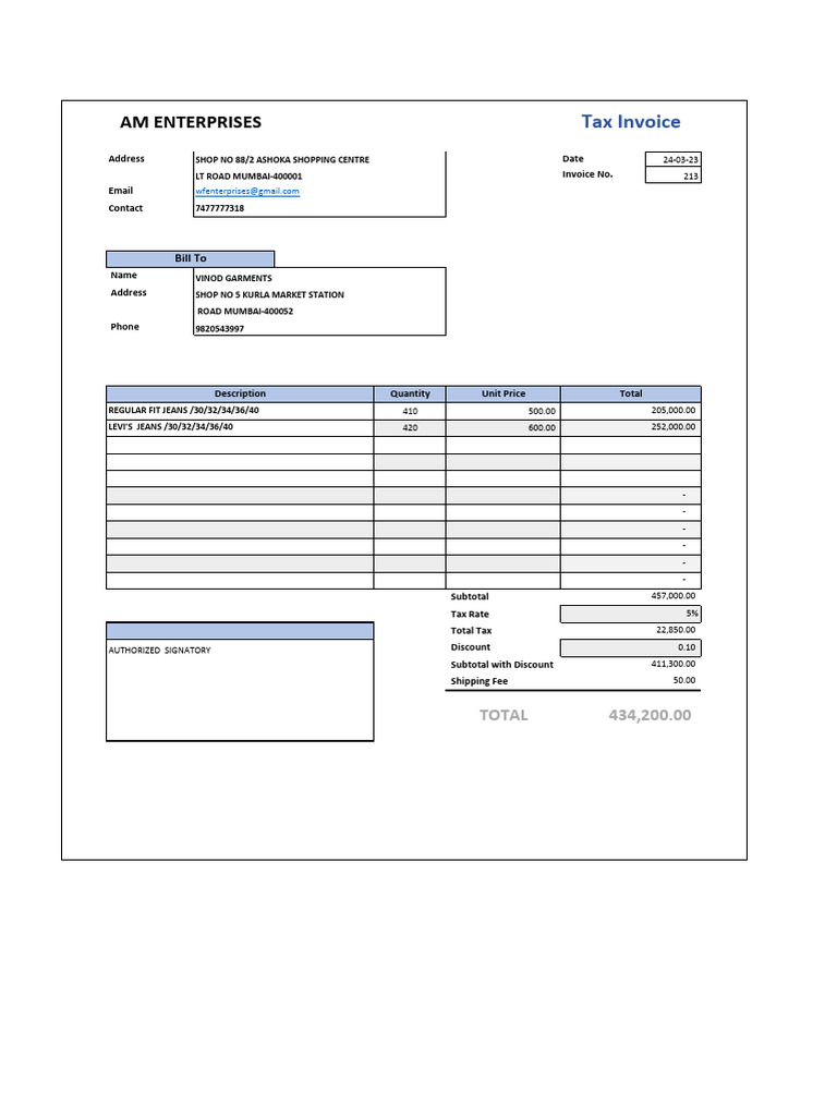 Vinod Garments | PDF