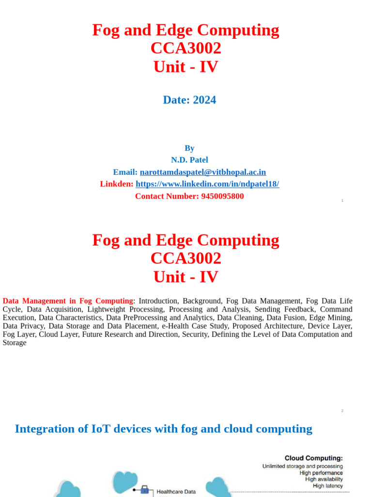 Fog Computing-Unit 4 ND Patel | PDF