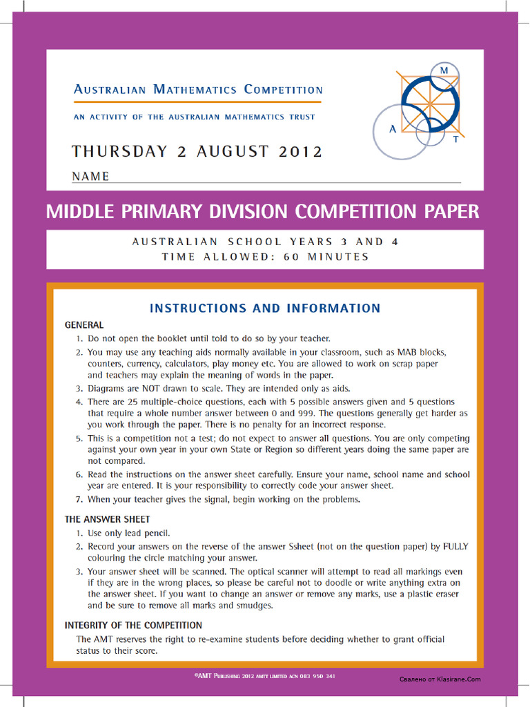 AMC 2012 Competition Papers (PDFDrive) | PDF