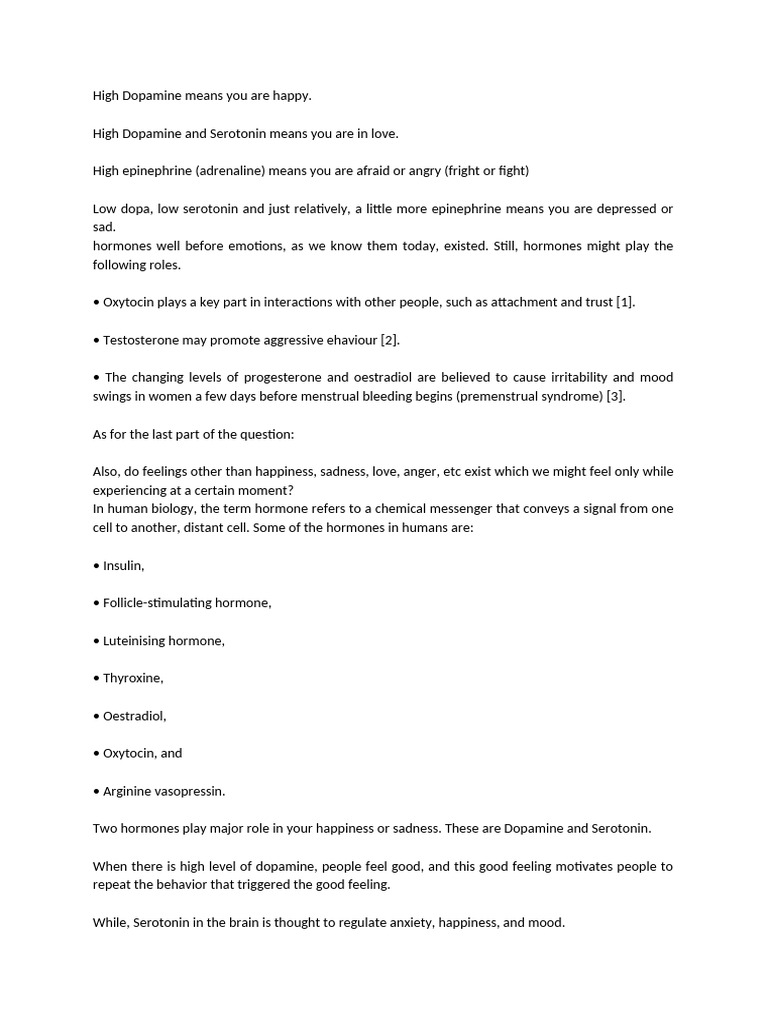 High Dopamine Means You Are Happy | PDF | Stress (Biology) | Science ...