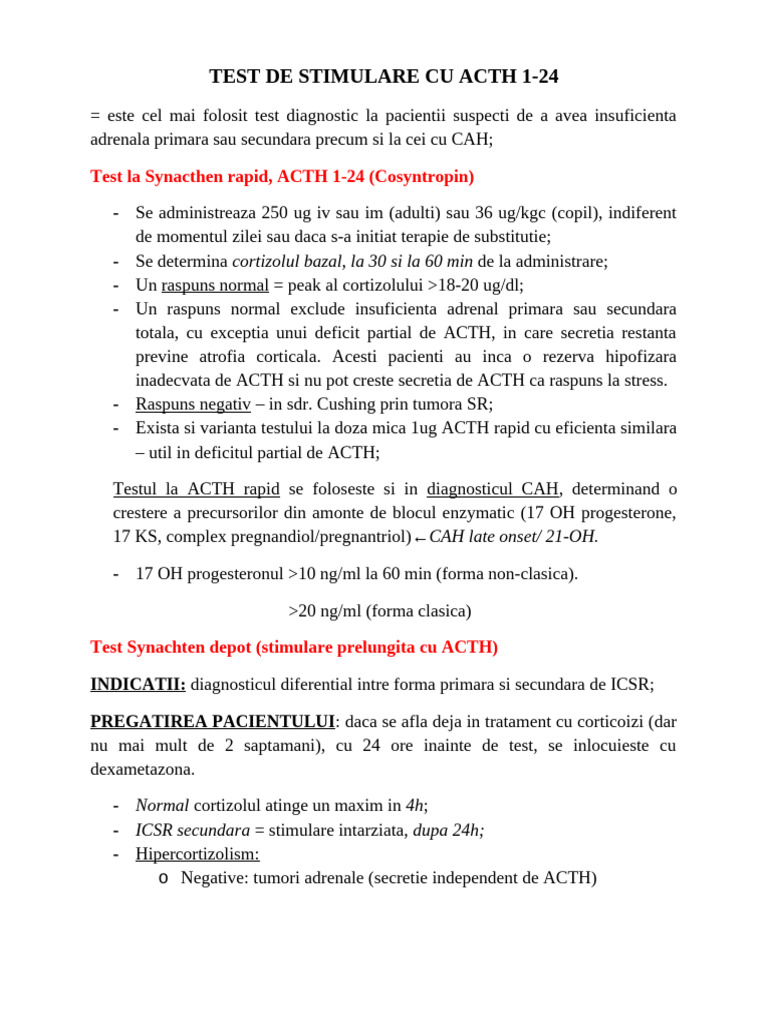 Testul de Stimulare Cu ACTH | PDF