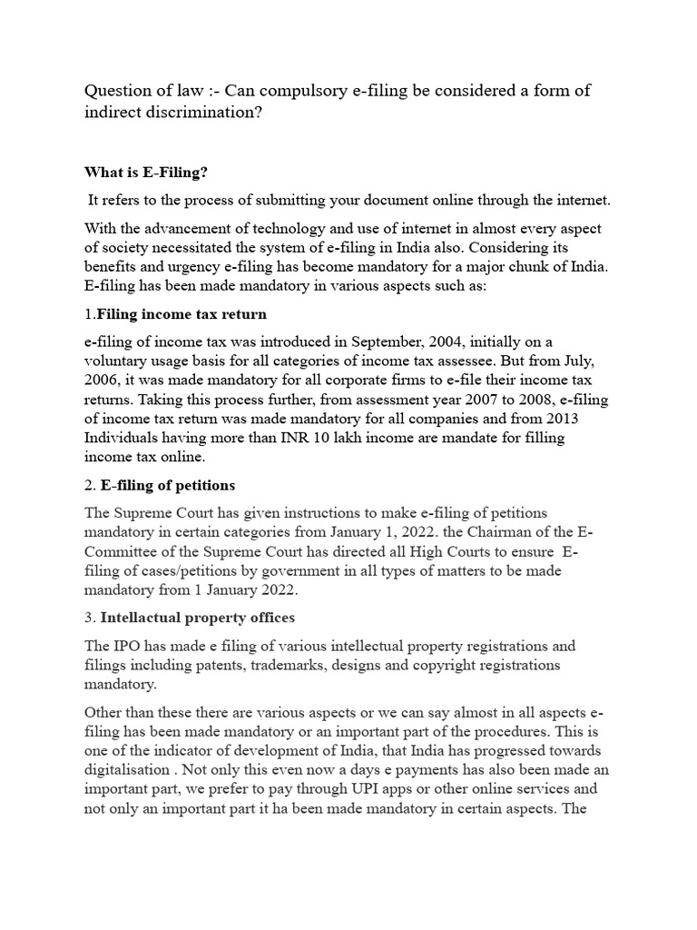 E-Filing and Indirect Discrimination - 1 | PDF