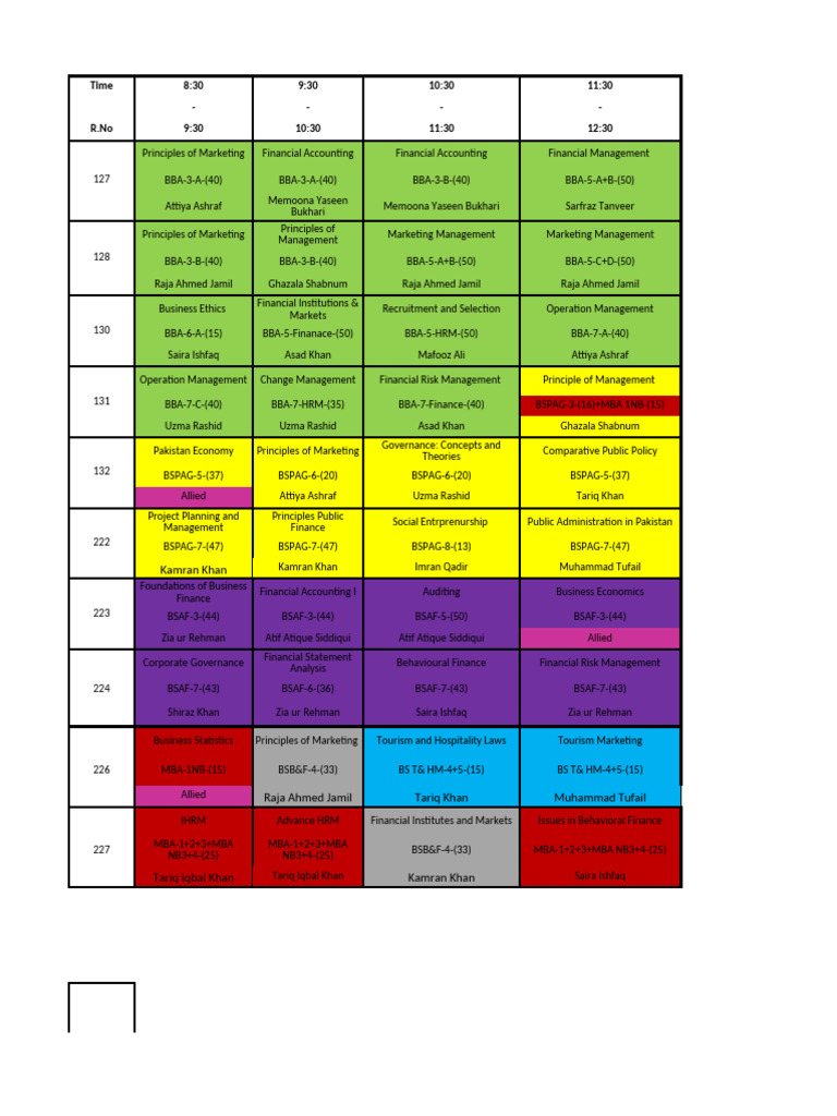 12-09-2024 Faculty Time Table 10 Rooms | PDF