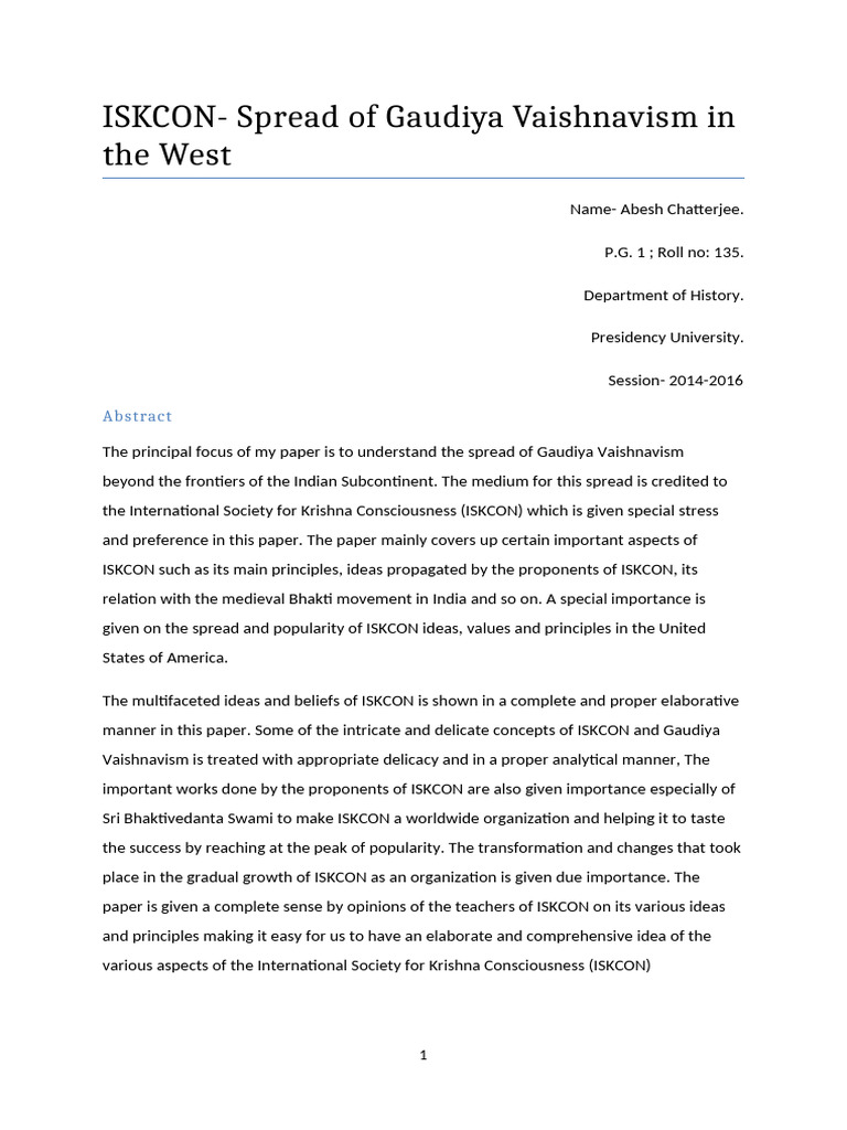 ISKCON Spread of Gaudiya Vaishnavism | PDF