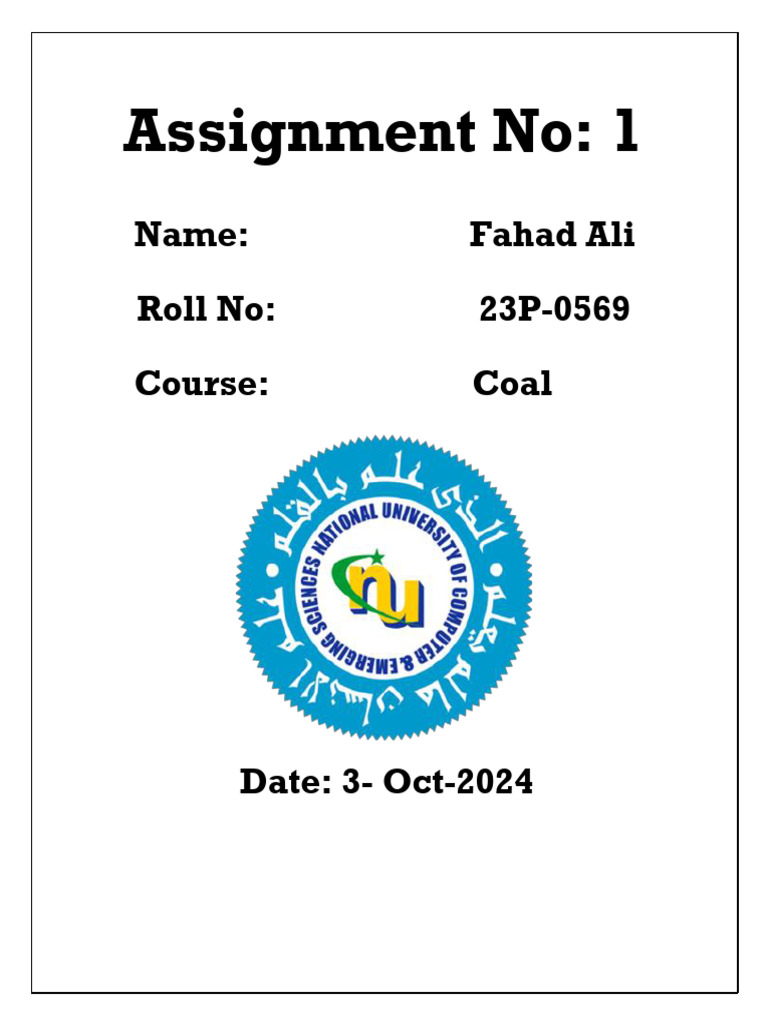 Coal Assignment1 BCS-3D 23P-0569 | PDF