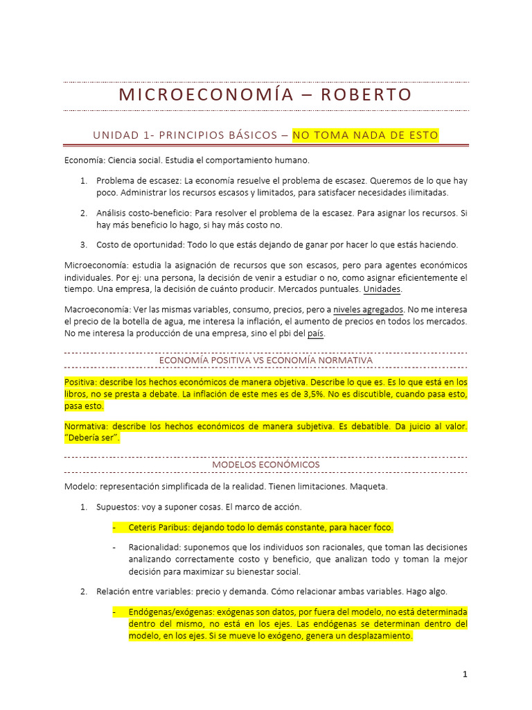 Resumen 1 UADE MICRO | PDF