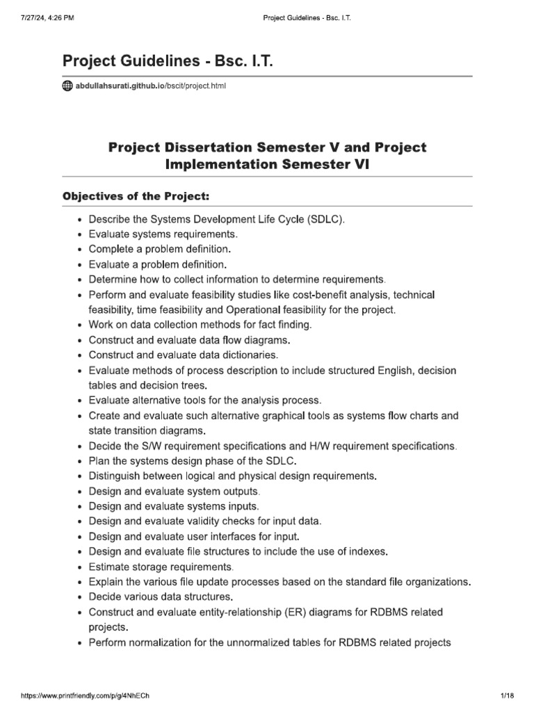 Project Guidelines - Bsc. I.T | PDF