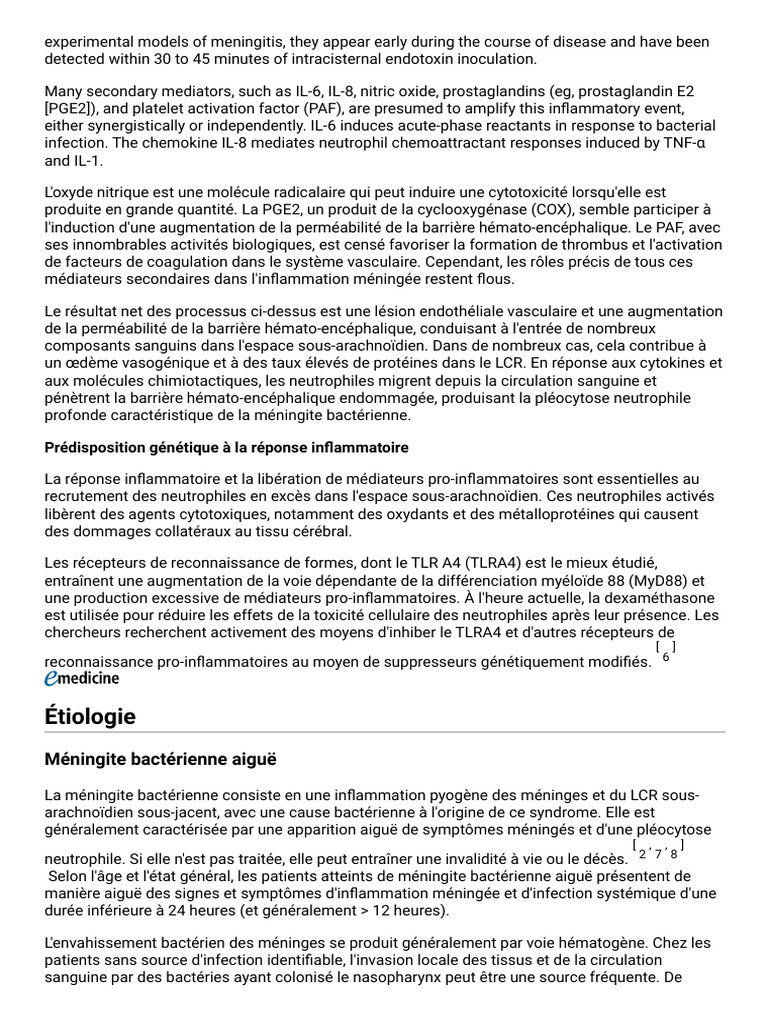 Méningite - Étiol. Et F.R | PDF