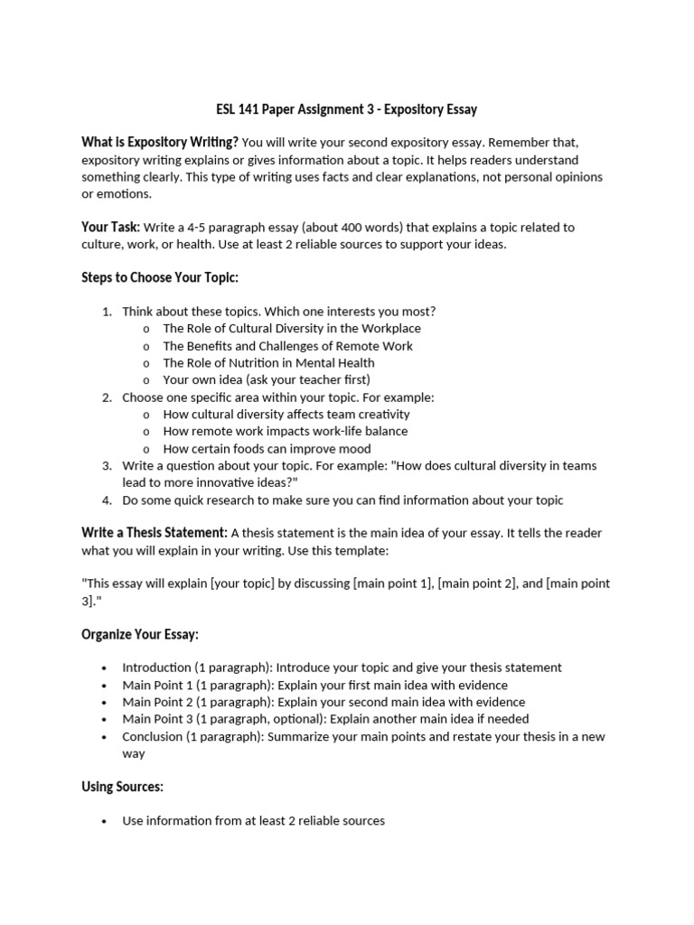 ESL 141 Paper Assignment 3 | PDF
