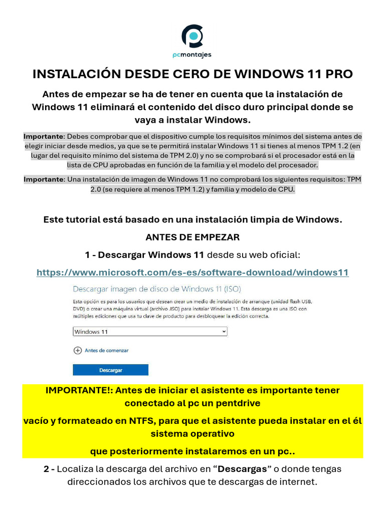 INSTALACIÓN DE WINDOWS 11 PRO | PDF