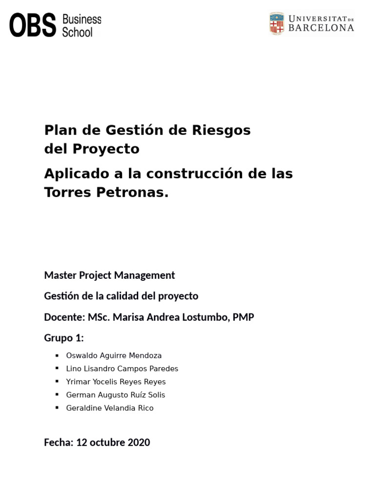 Plan Gestion de Riesgos TP Grupo 1 MPM 2020.docx-1 | PDF