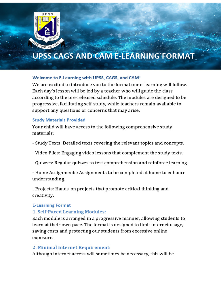 E-Learning With Upss Cags Cam | PDF
