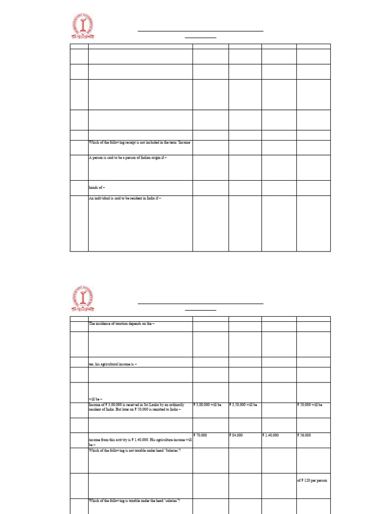 Mcqbank - Direct and Indirect Taxation (Paper - 7) | PDF | Taxes | Tax ...