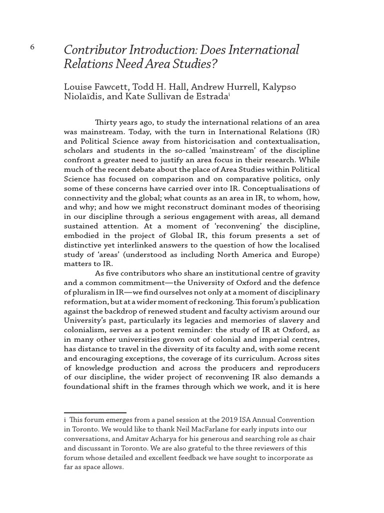 Does IR Need Area Studies | PDF