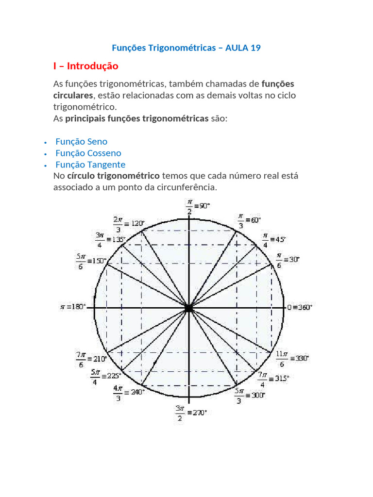 3EM - Funções Trigonométricas - Aula 19 | PDF